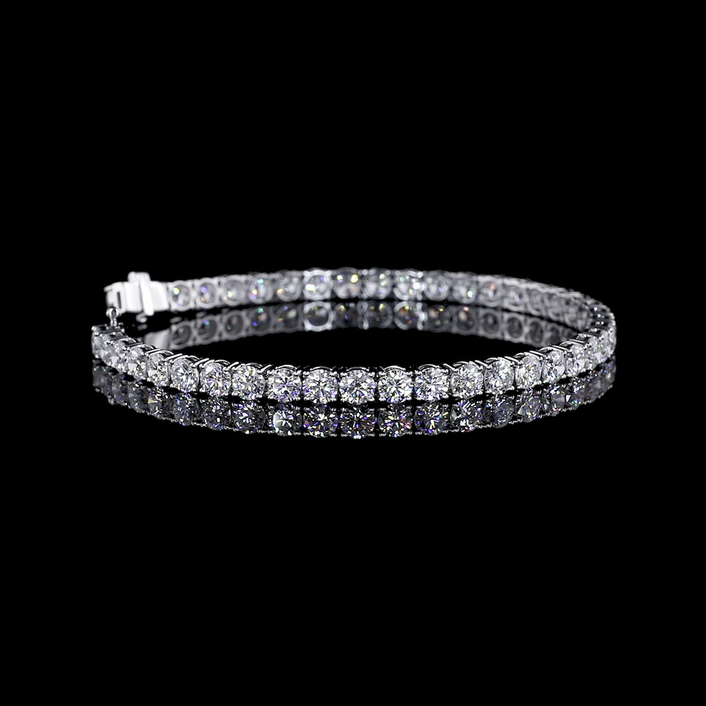 10 Carat tw Classic Round Brilliant Cut Lab Grown Diamond Tennis Brace ...